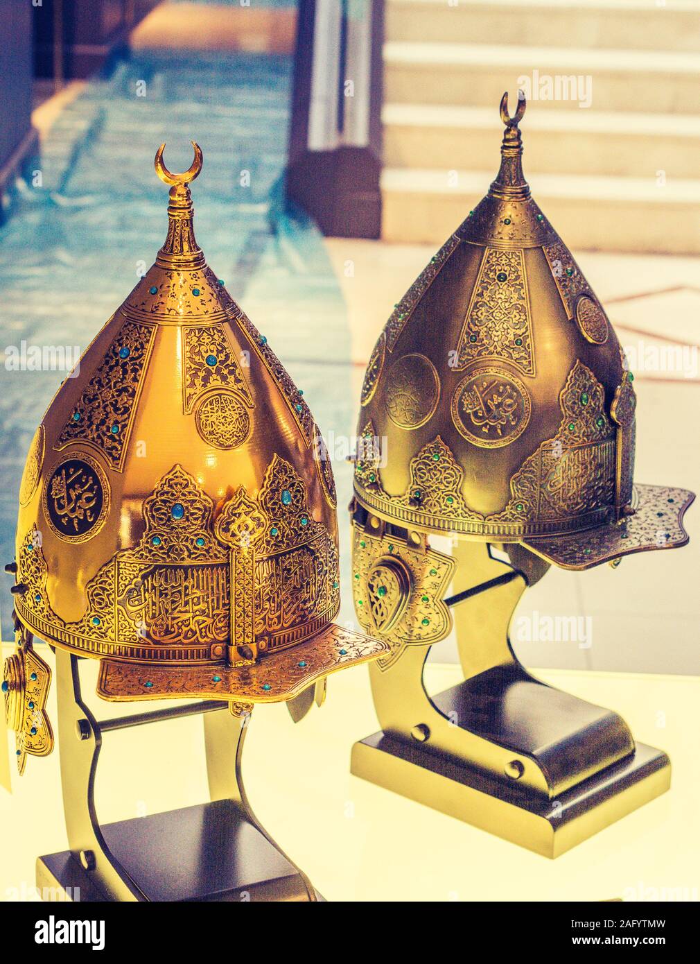 Decorative metal Helmets Of Warriors Of Turkish Ottoman empire Stock ...