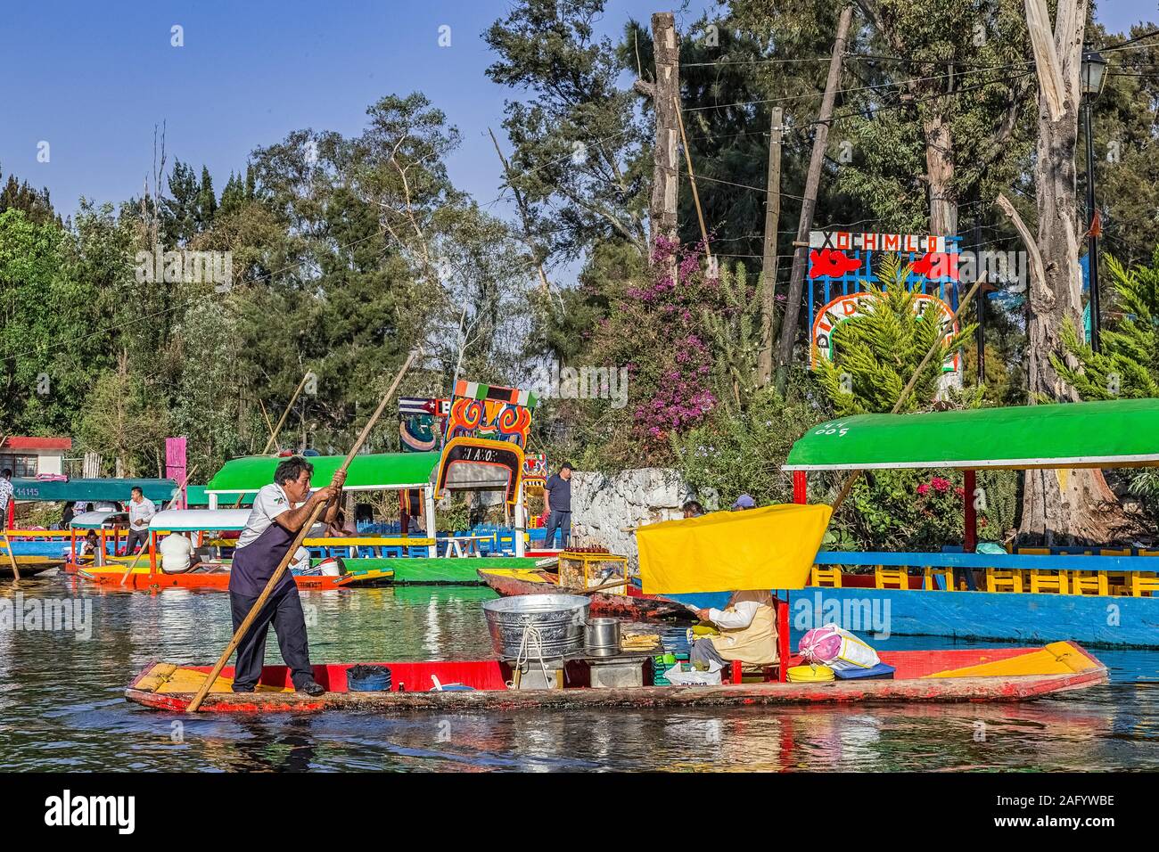 Mexico Federal District Mexico City Xochimilco Lagoon channels with ...