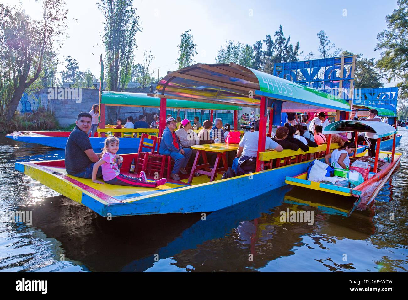 Mexico Federal District Mexico City Xochimilco Lagoon channels with ...