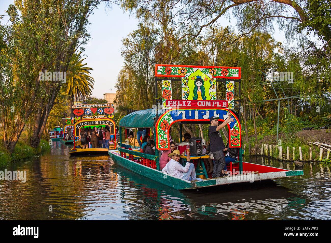 Mexico Federal District Mexico City Xochimilco Lagoon channels with ...