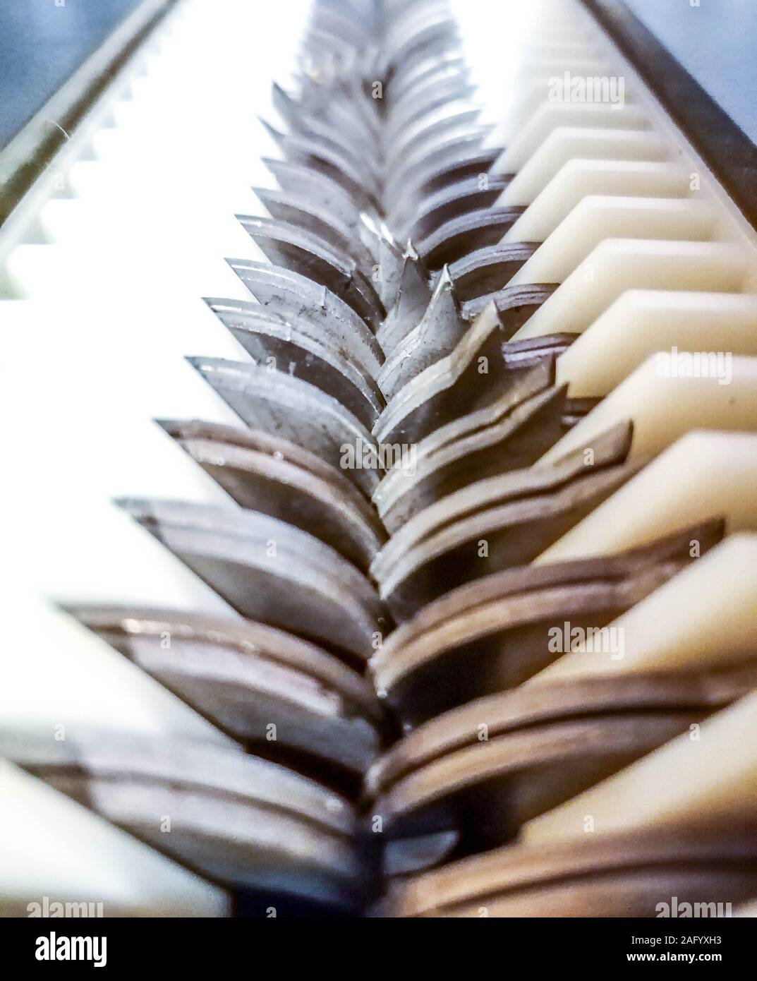 A closeup view of a shredder's teeth, from underneath Stock Photo - Alamy