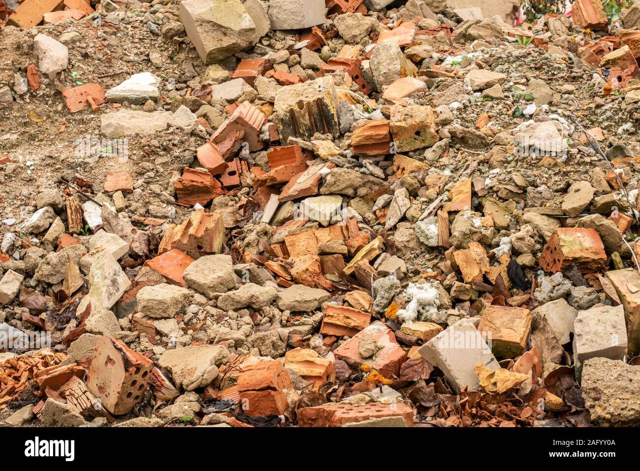The close view of debris at destroyed construction site Stock Photo - Alamy