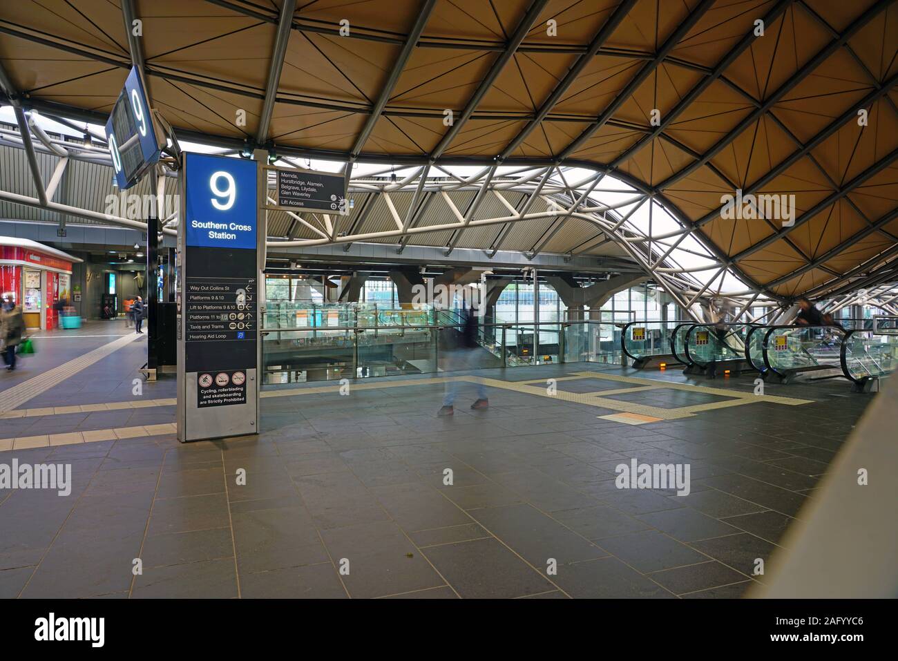 MELBOURNE, AUSTRALIA -16 JUL 2019- View of the Southern Cross railway ...