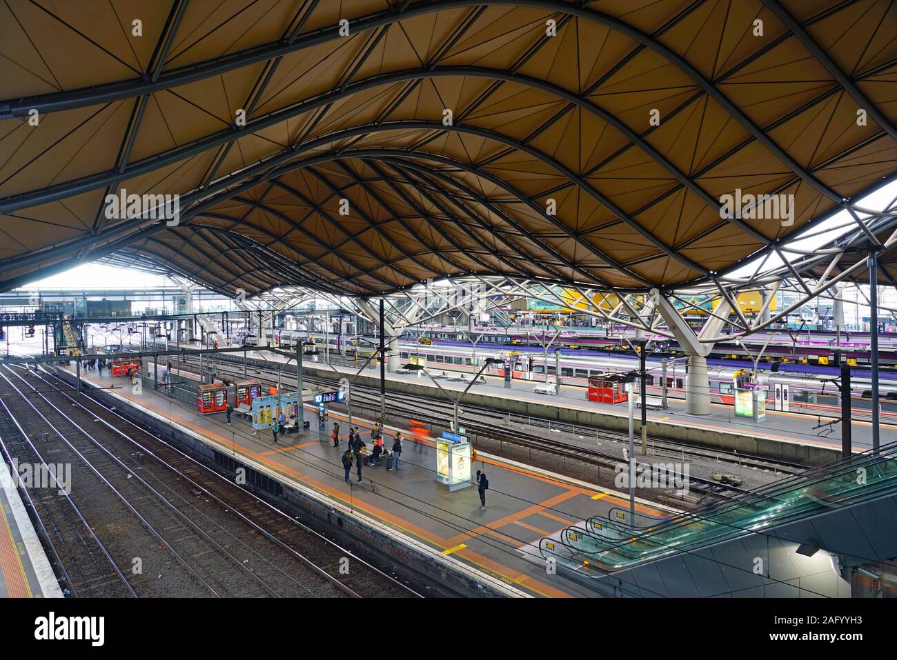 MELBOURNE, AUSTRALIA -16 JUL 2019- View of the Southern Cross railway ...