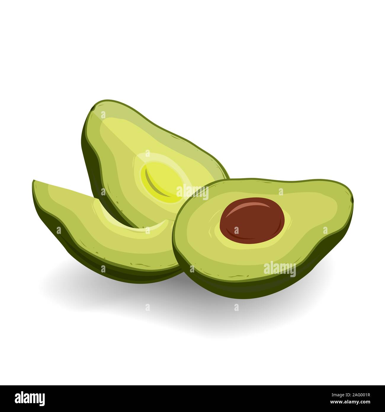 Cut in half avocado on white background. Vegetarian oils source, design ...