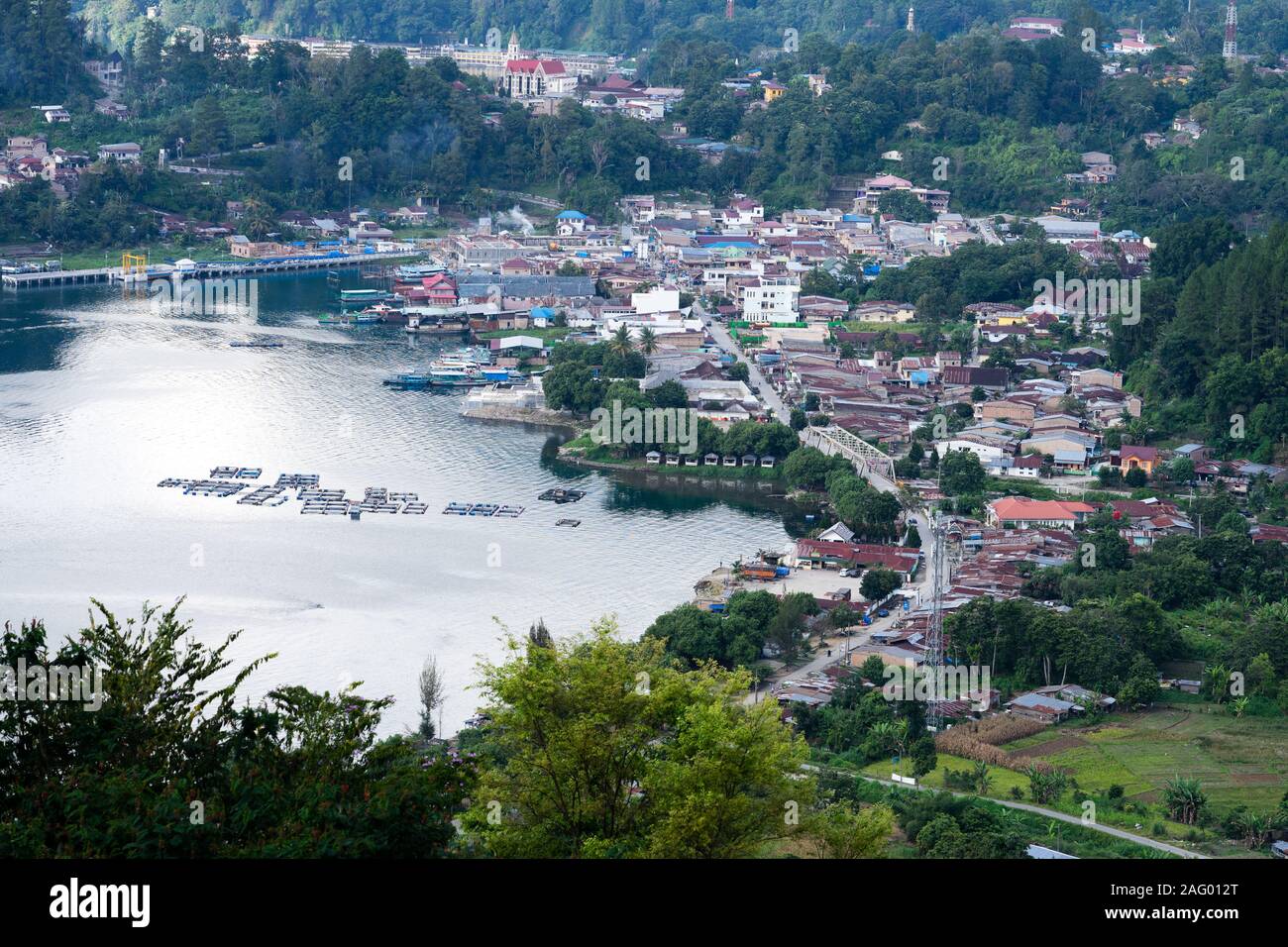 View of Ajibata town - Parapat from Motung hill highway Stock Photo - Alamy