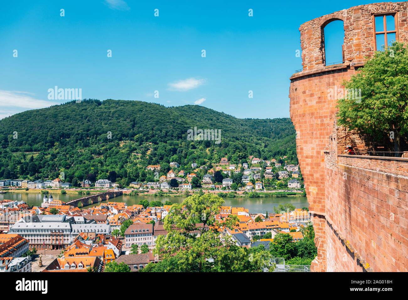 Heidelberg old town panorama view from Heidelberg castle in Germany ...