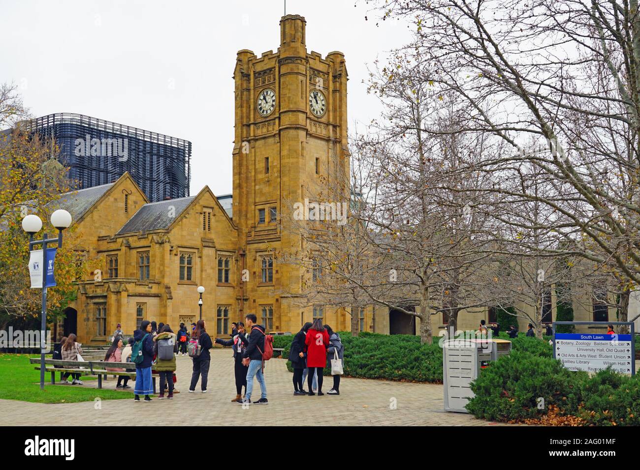 MELBOURNE, AUSTRALIA -17 JUL 2019- View of the campus of the University ...