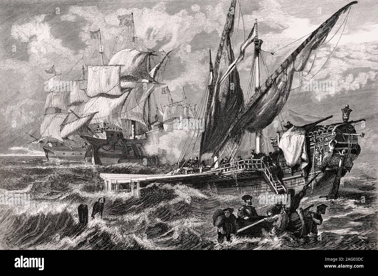 Hanseatic harbour, Germany, Europe, 16th century Stock Photo - Alamy