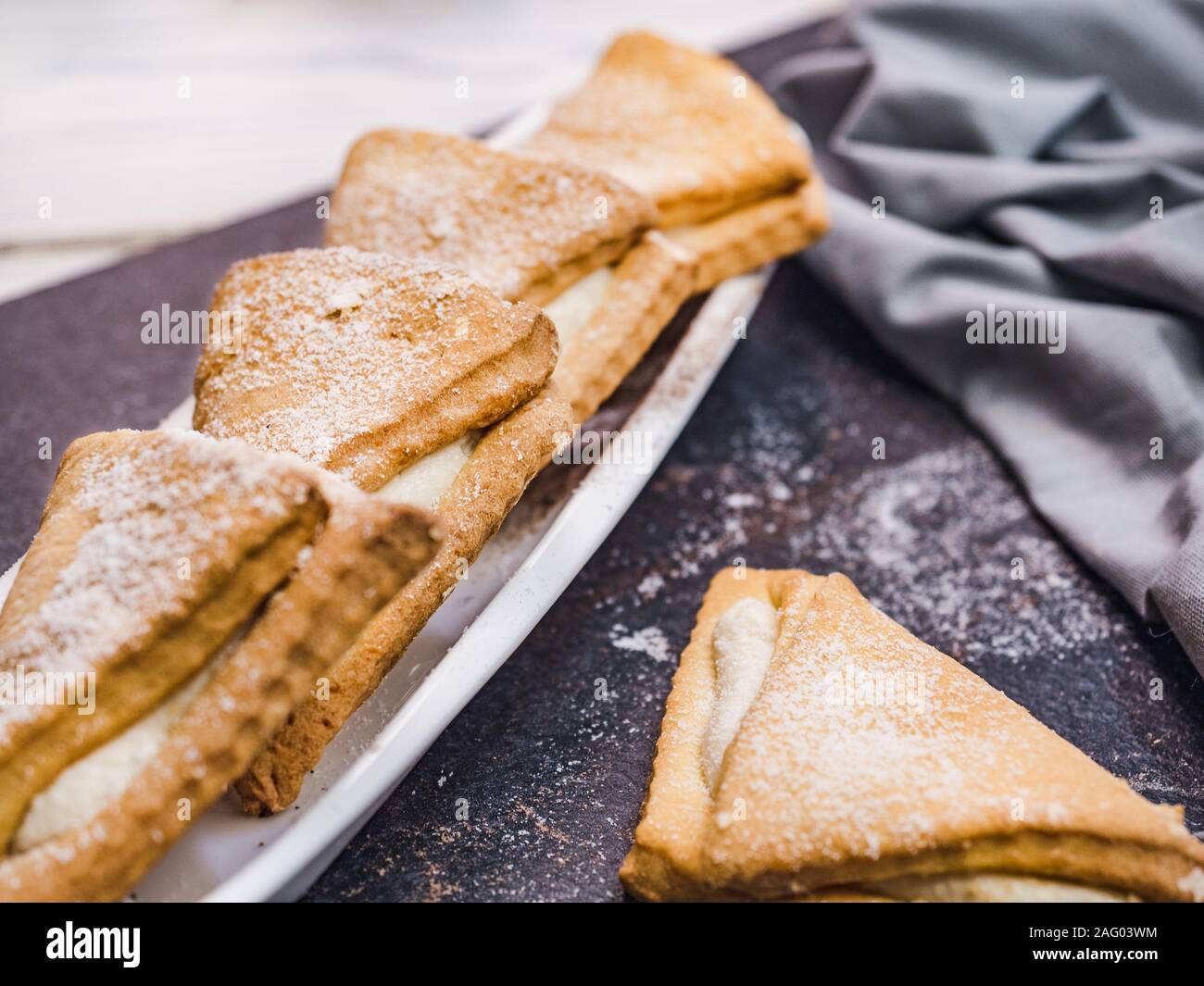 Fresh homemade pastries. Close up, side view Stock Photo - Alamy