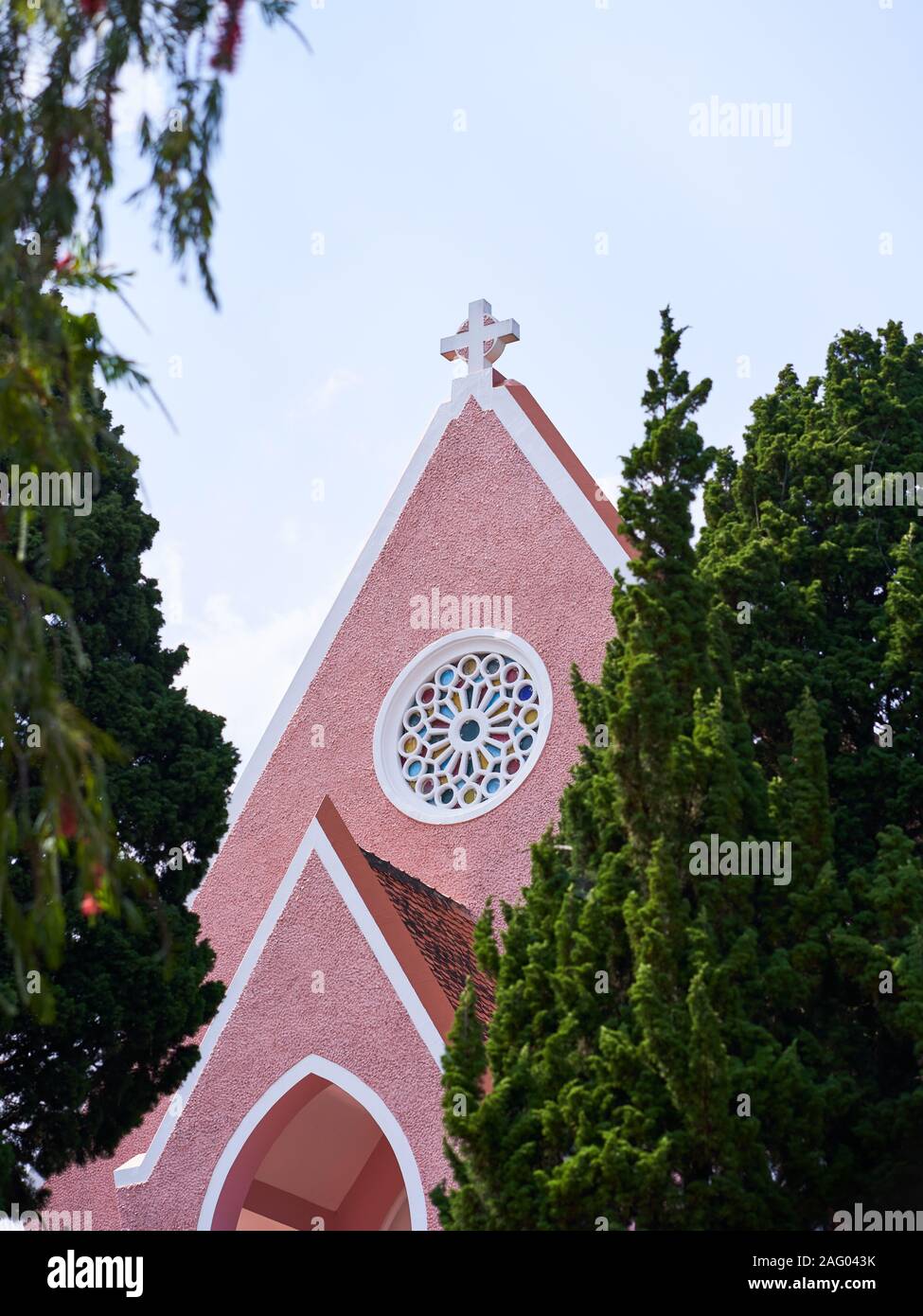 A pink Roman Catholic Church in Dalat Stock Photo - Alamy
