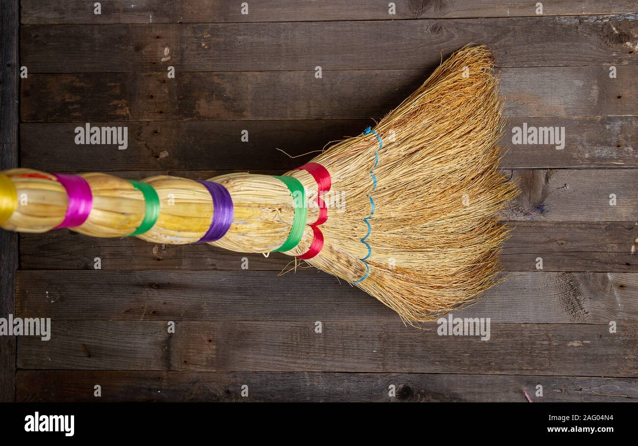 wooden floor broom Stock Photo - Alamy