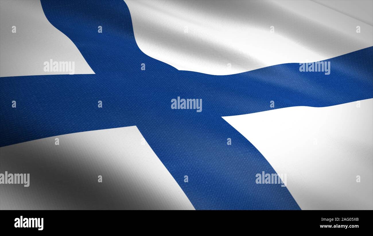 Flag of Finland. Realistic waving flag 3D render illustration with ...
