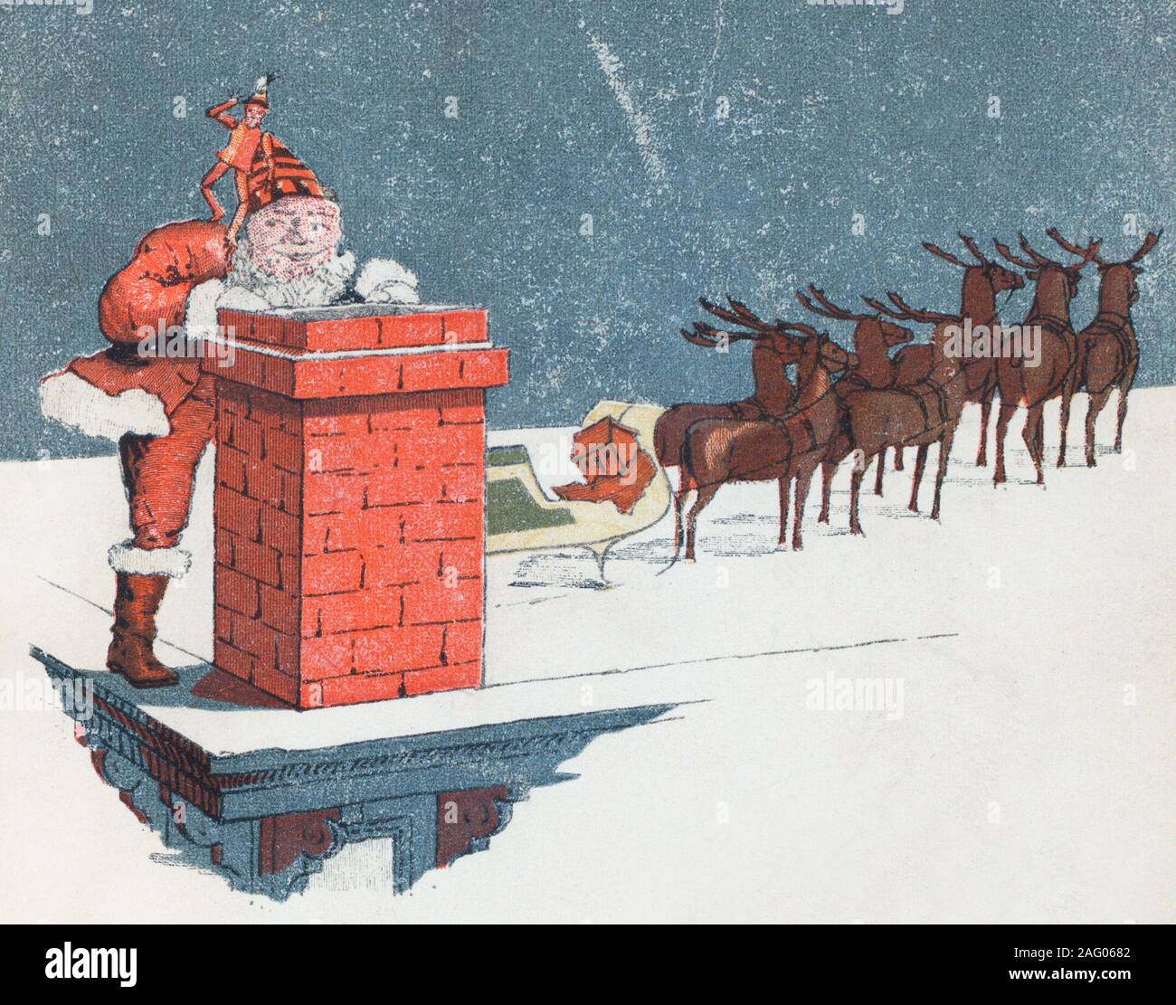 vintage christmas themed illustration Stock Photo - Alamy