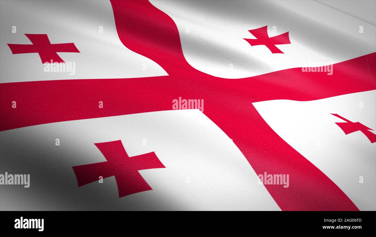 Flag Of Georgia Realistic Waving Flag 3d Render Illustration With