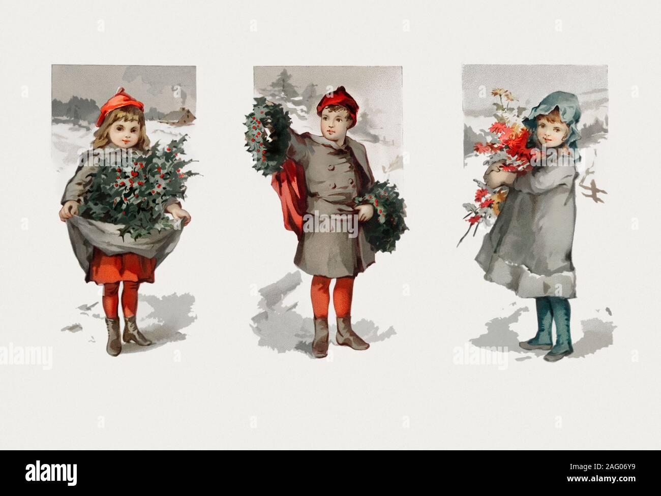 vintage christmas themed illustration Stock Photo - Alamy