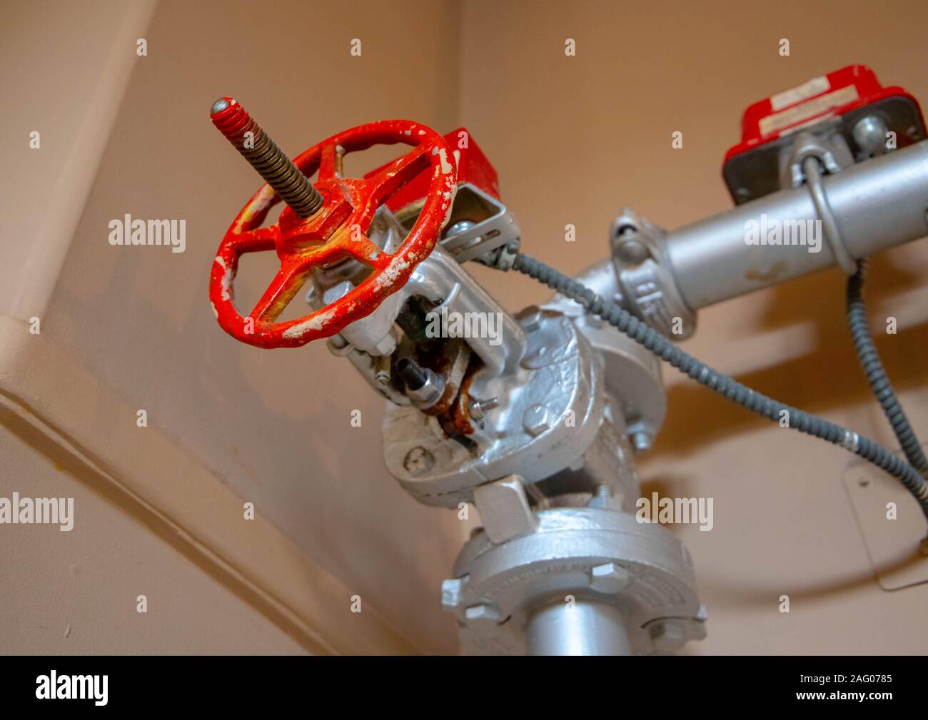 Fire crane in the building. Used in case of fire in the building ...