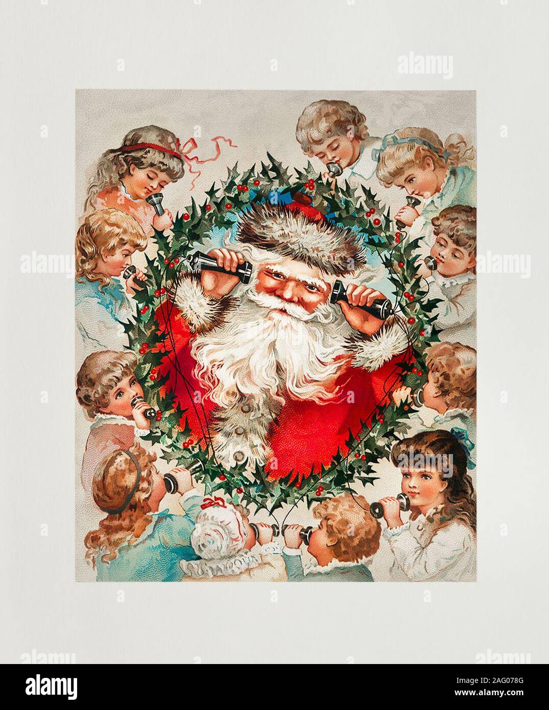 vintage christmas themed illustration Stock Photo - Alamy