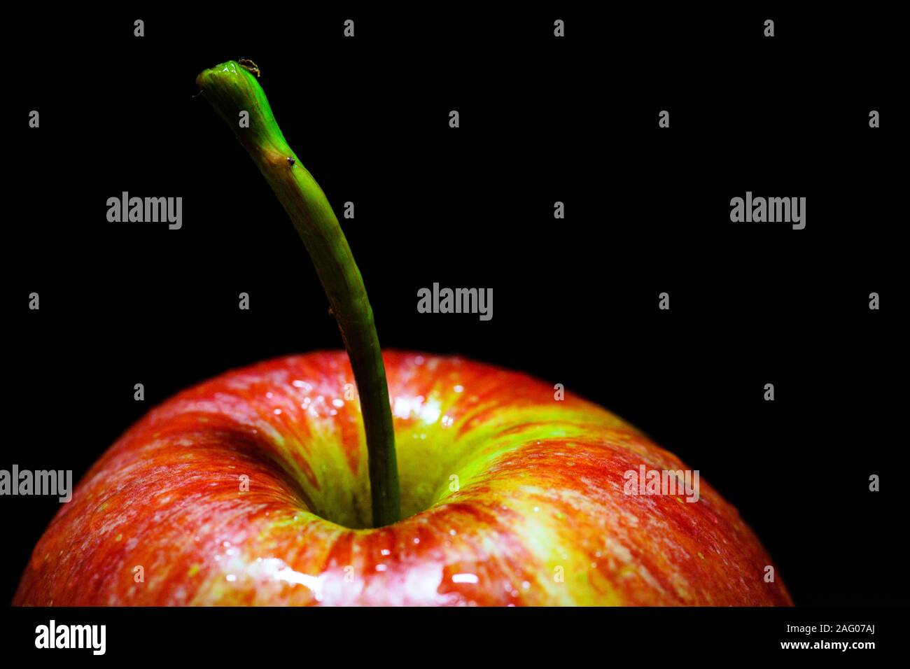 Apple close up isolated on black background in low key light Stock ...