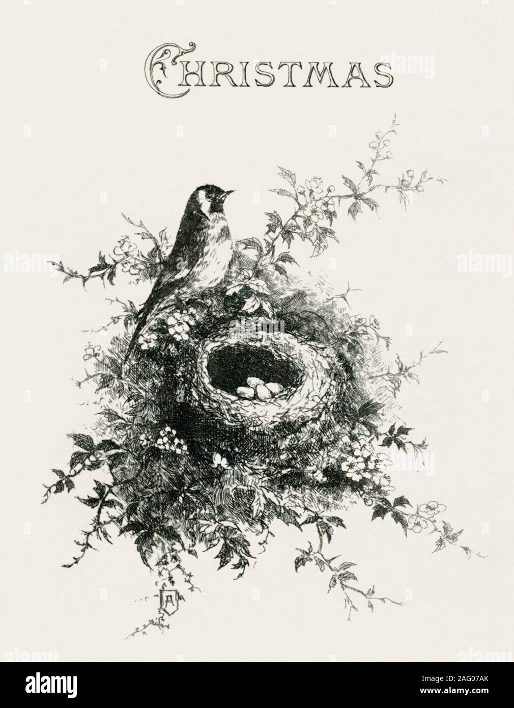 vintage christmas themed illustration Stock Photo - Alamy