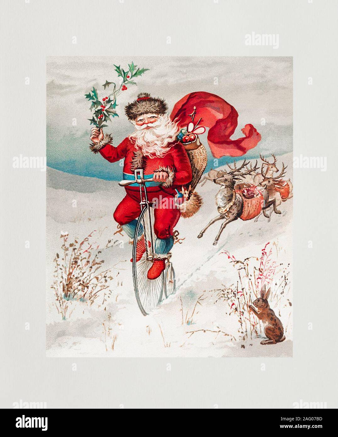 vintage christmas themed illustration Stock Photo - Alamy