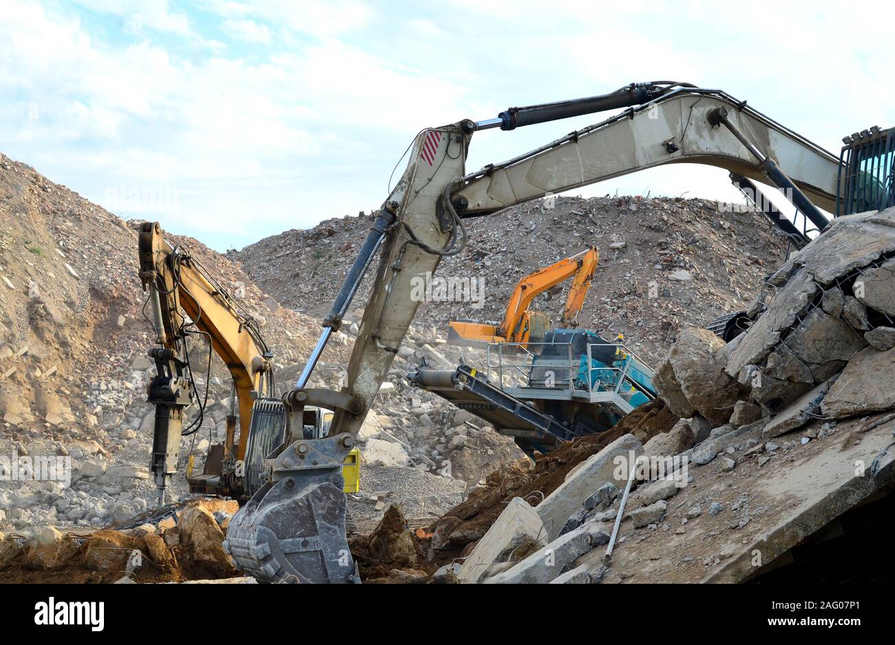 Salvaging and recycling building and construction materials. Excavators ...