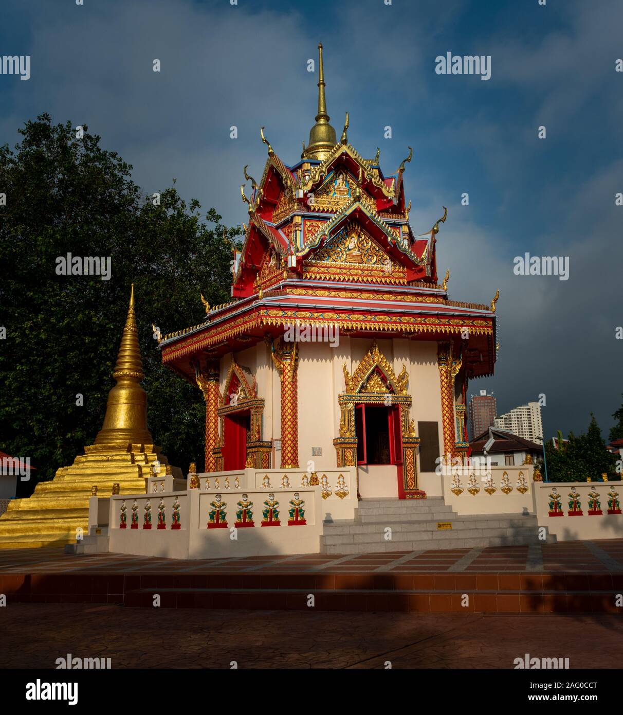 Penang, Malaysia -- March 7, 2016. Photo of the the Thai Temple of the ...