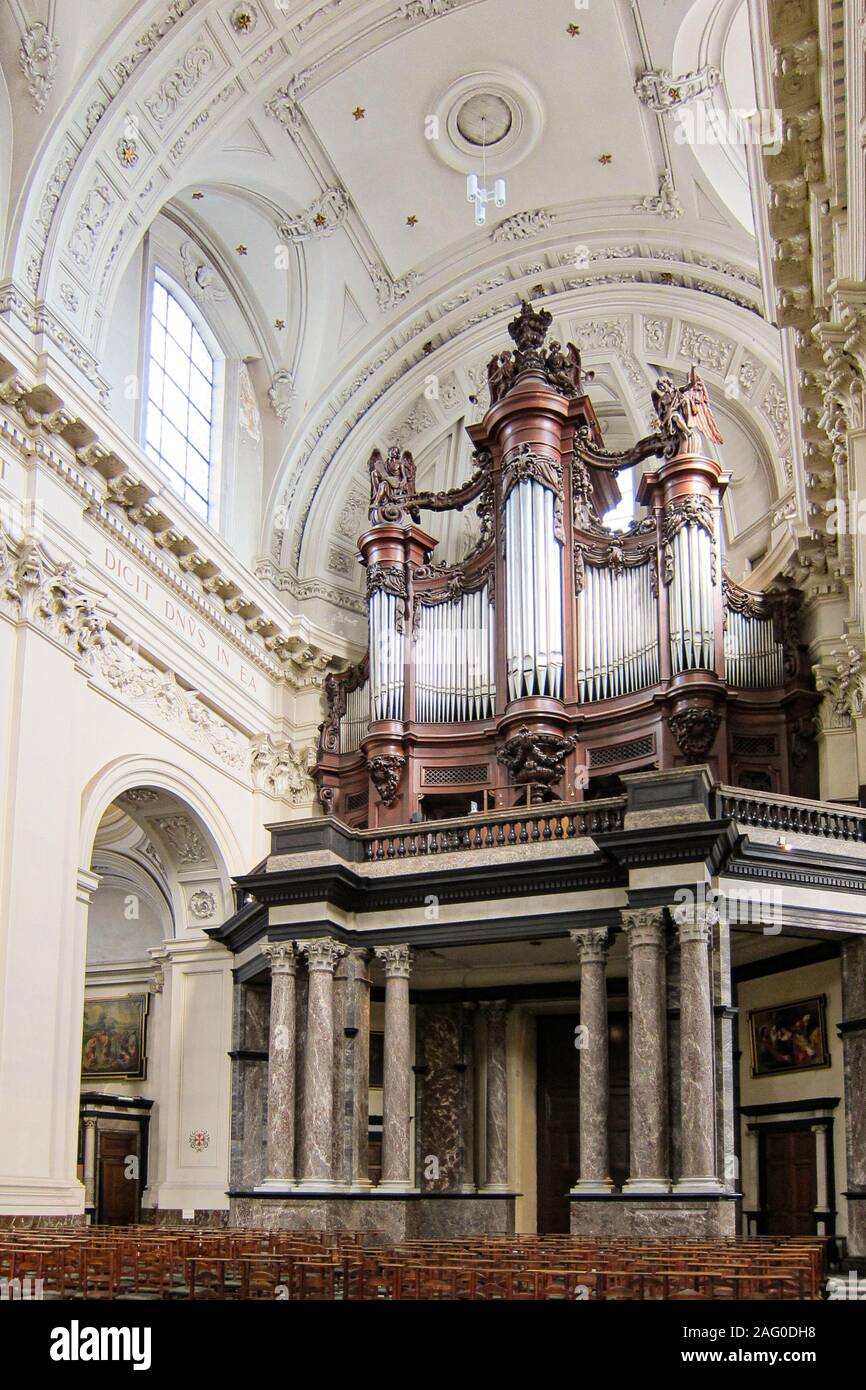Big organ hall in the medieval cathedral Stock Photo - Alamy