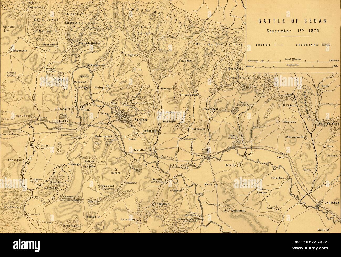 Map of the Battle of Sedan, 1 September 1870, (c1872). Map: 'Drawn ...