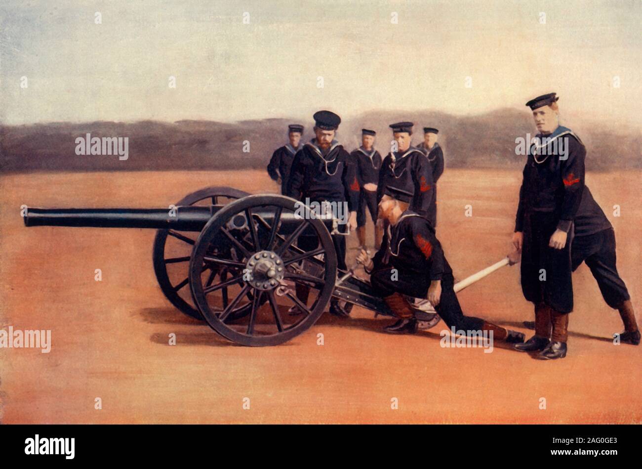 'Sighting A Naval Field Gun', 1900. From "South Africa and the ...