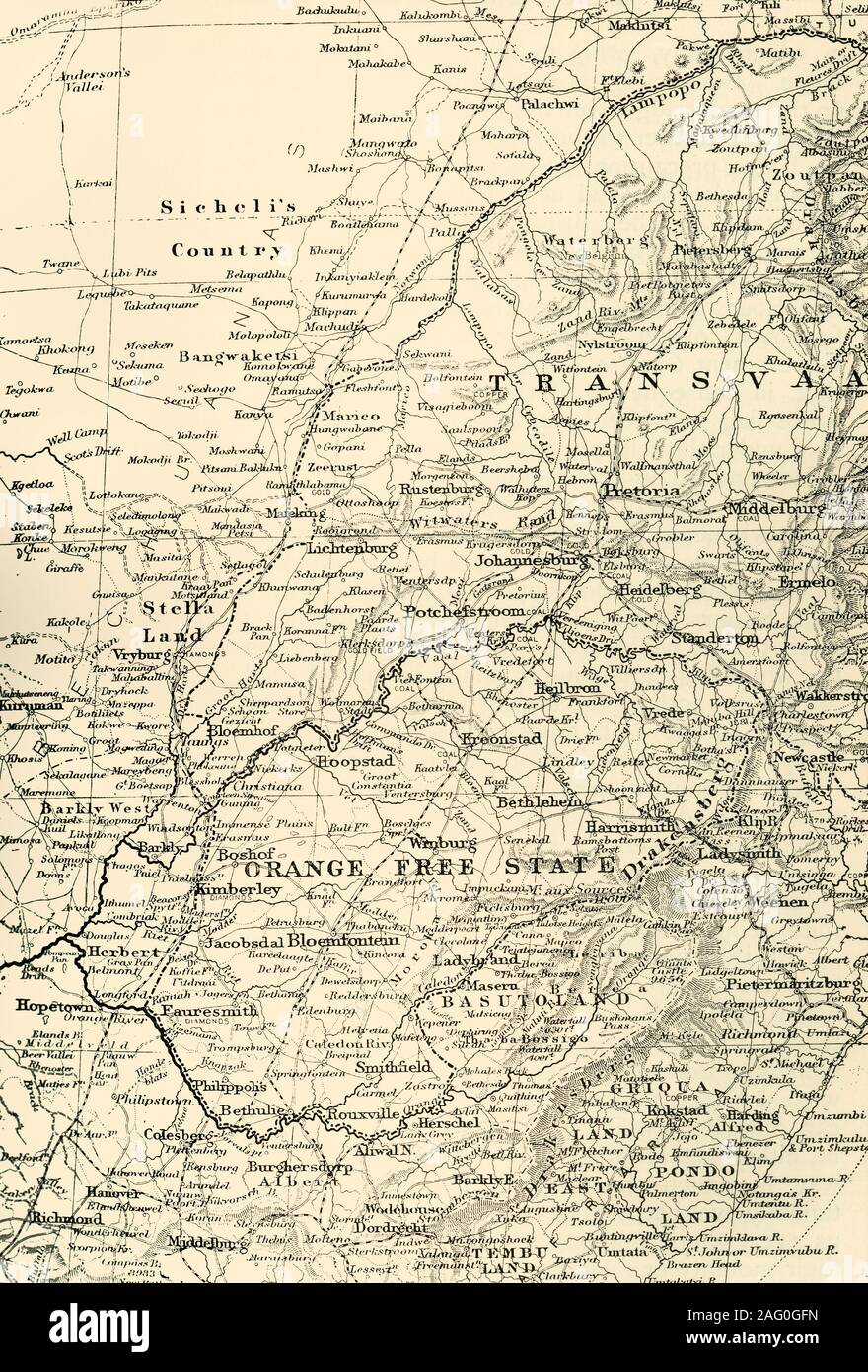 'Map of the Seat of War', 1900. Map of the Transvaal and the Orange ...