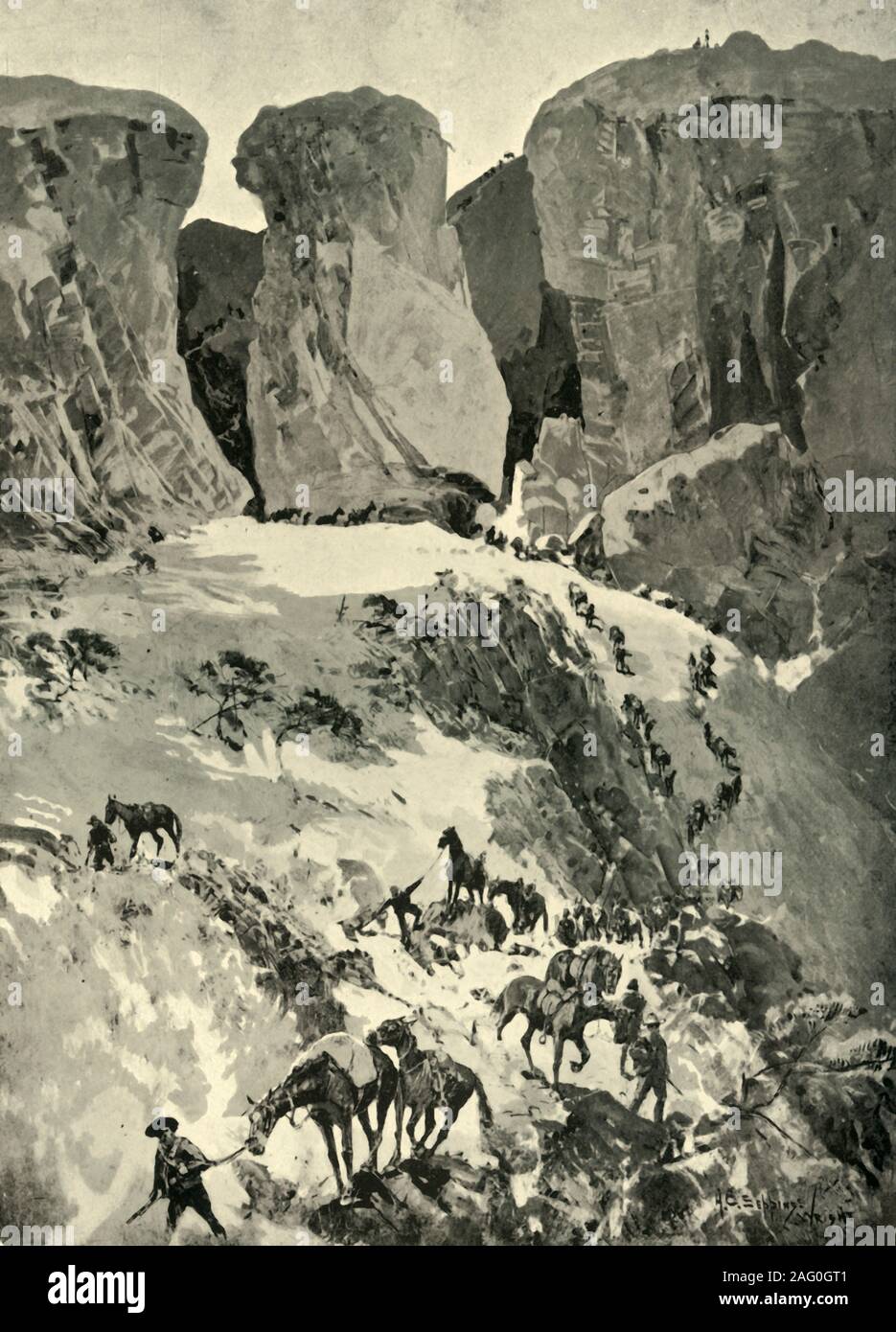 'Prinsloo's Commando Retreating to the Brandwater Basin after the Fight ...