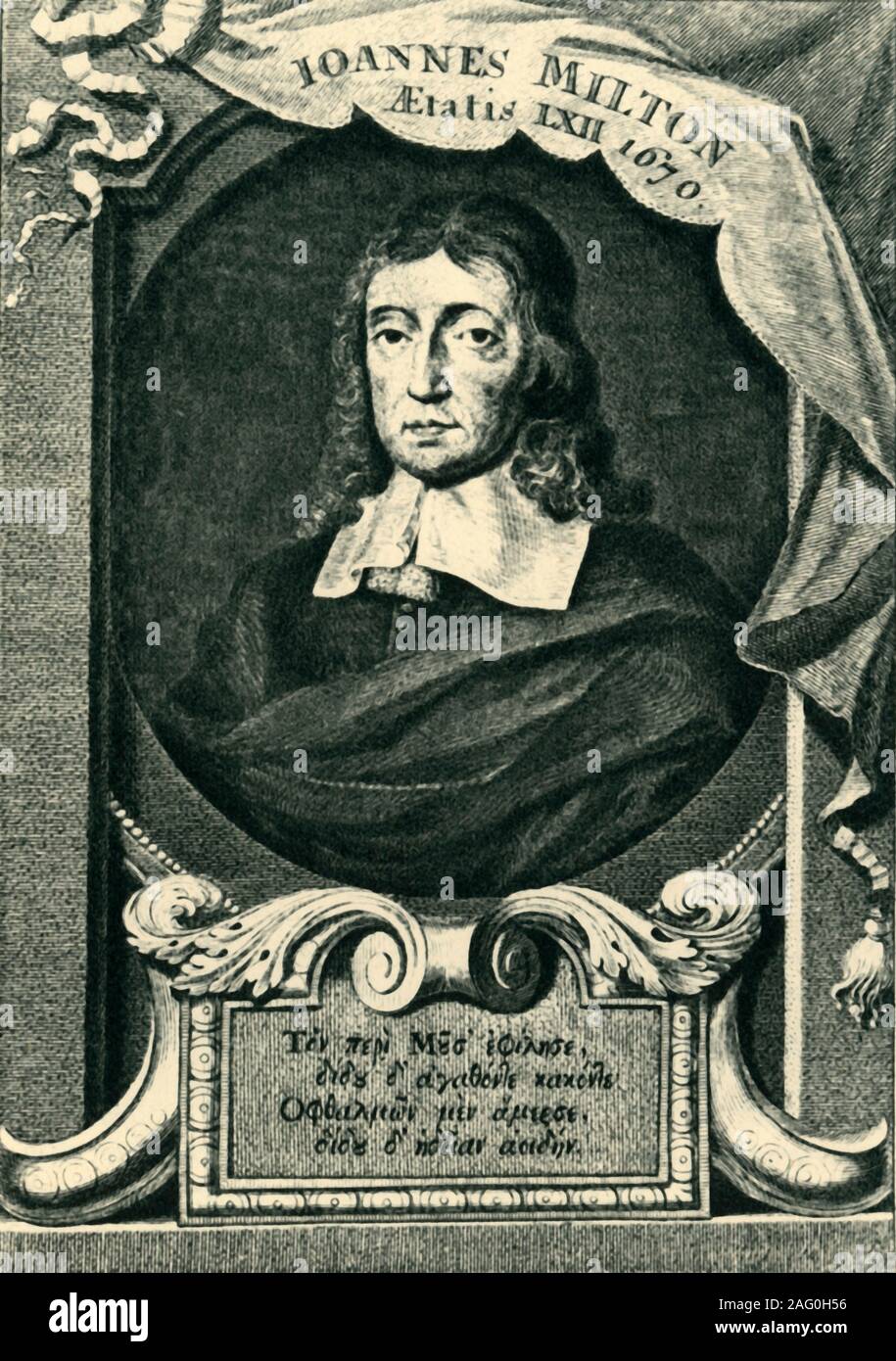 John Milton, (1943). Portrait of English writer and poet John Milton ...