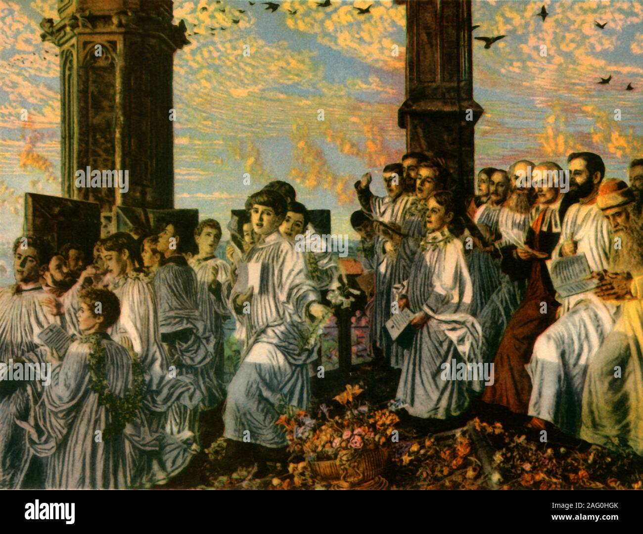 'May Morning on Magdalen Tower', 1888-1890, (1942). Dawn on the first ...