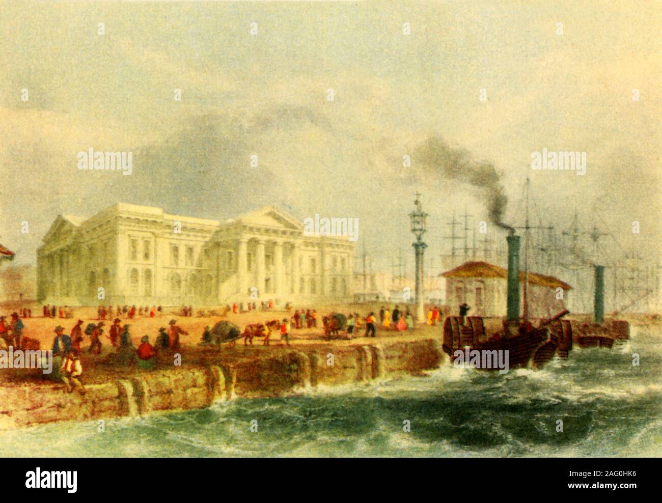 Greenock, c1840, (1942). The Custom House and steamships on the River ...