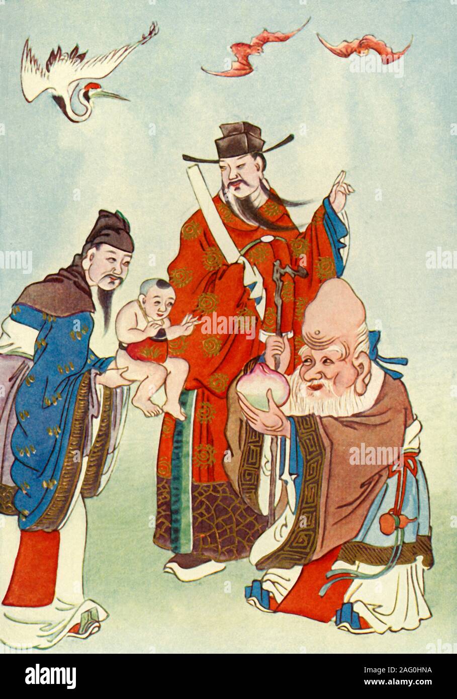 'The Gods of Happiness, Office, and Longevity', 1922. The Sanxing ...