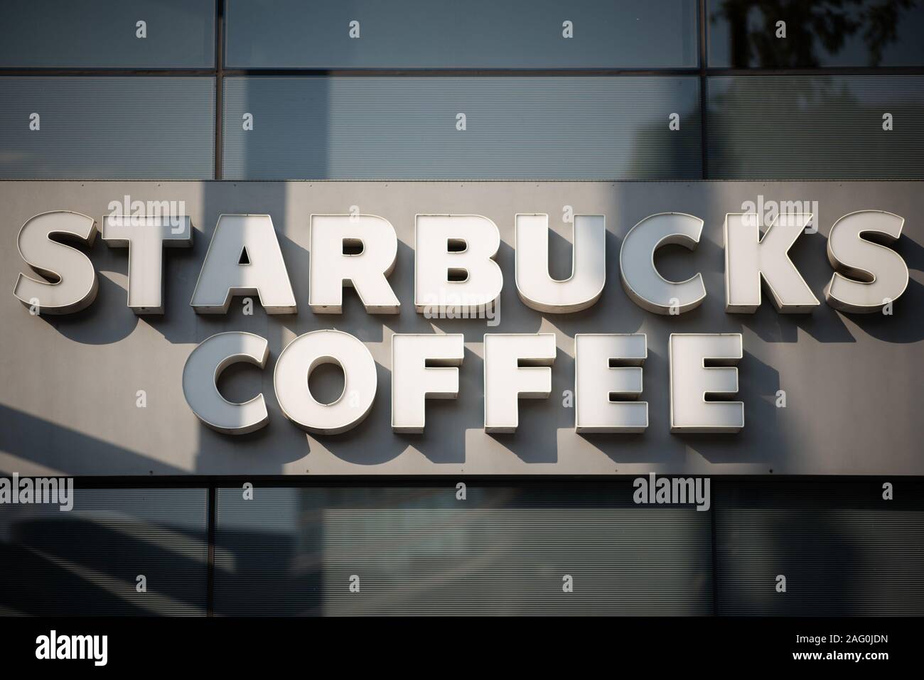 A Starbucks Coffee sign as it appears on a location in Washington, D.C ...