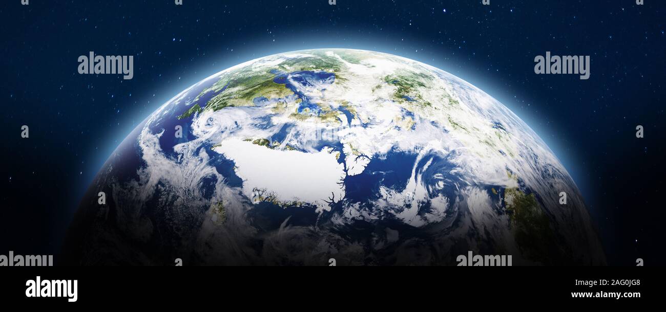Planet Earth panoramic. Elements of this image furnished by NASA. 3d ...