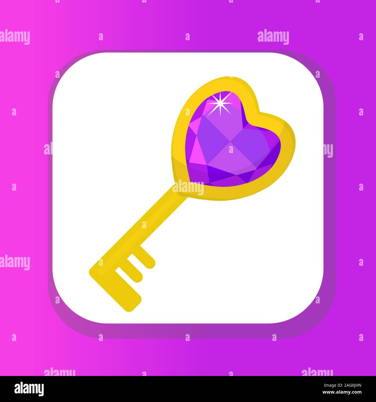 Heart key icon, flat design. Valentines Day, love, dating, wedding ...