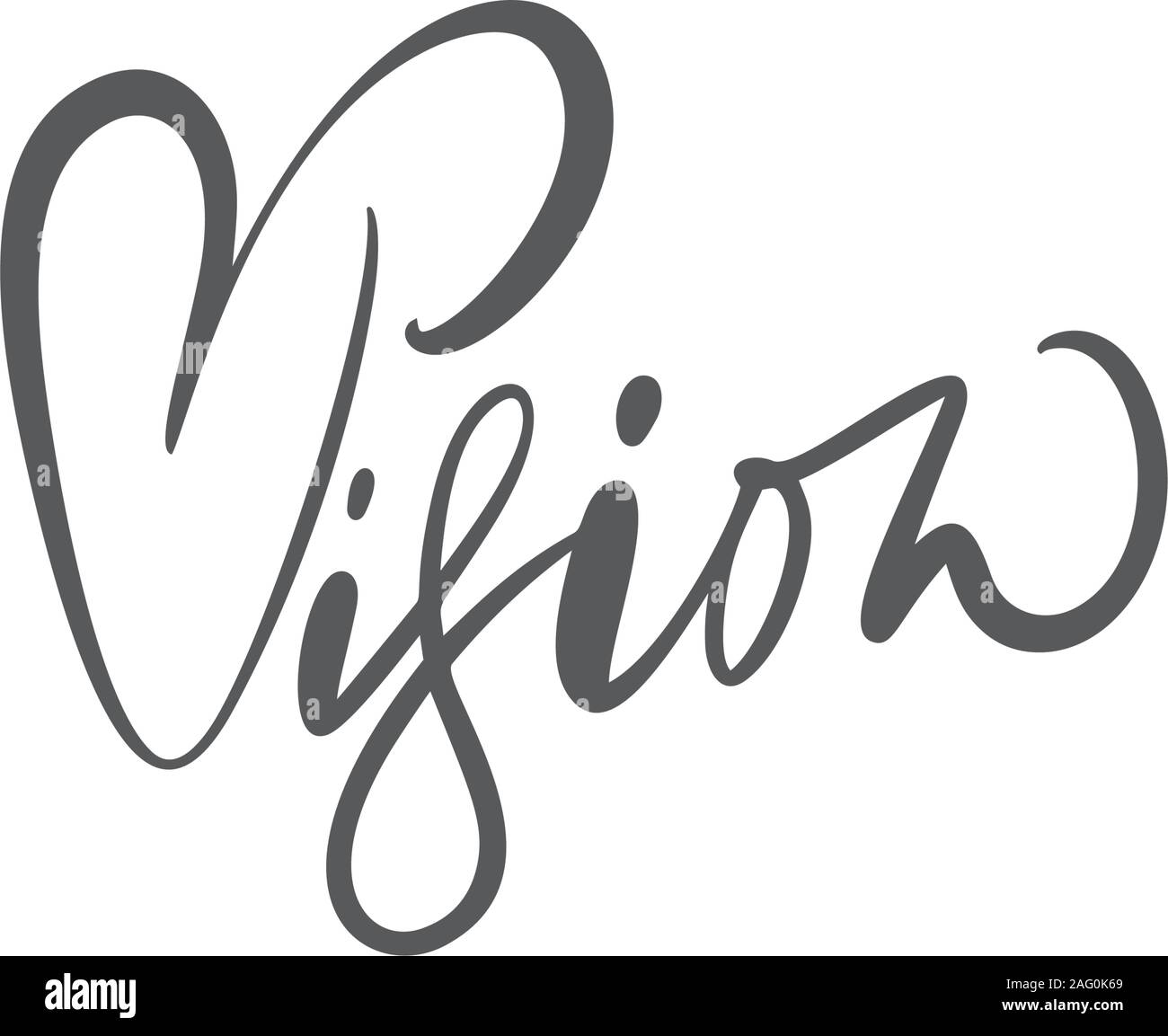 Vision vector calligraphic hand drawn text with heart. Business concept ...