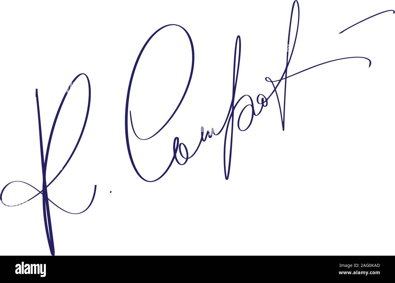 Manual signature for documents on white background. Hand drawn ...