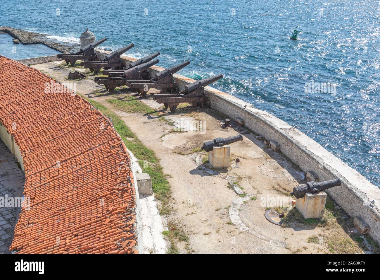 Old cannon guns at Castle del Morro, Havana, Cuba Stock Photo - Alamy