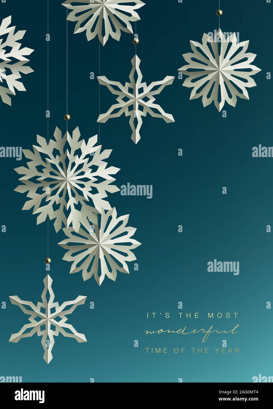 Winter and Holidays design with Paper craft hanging snowflakes against ...