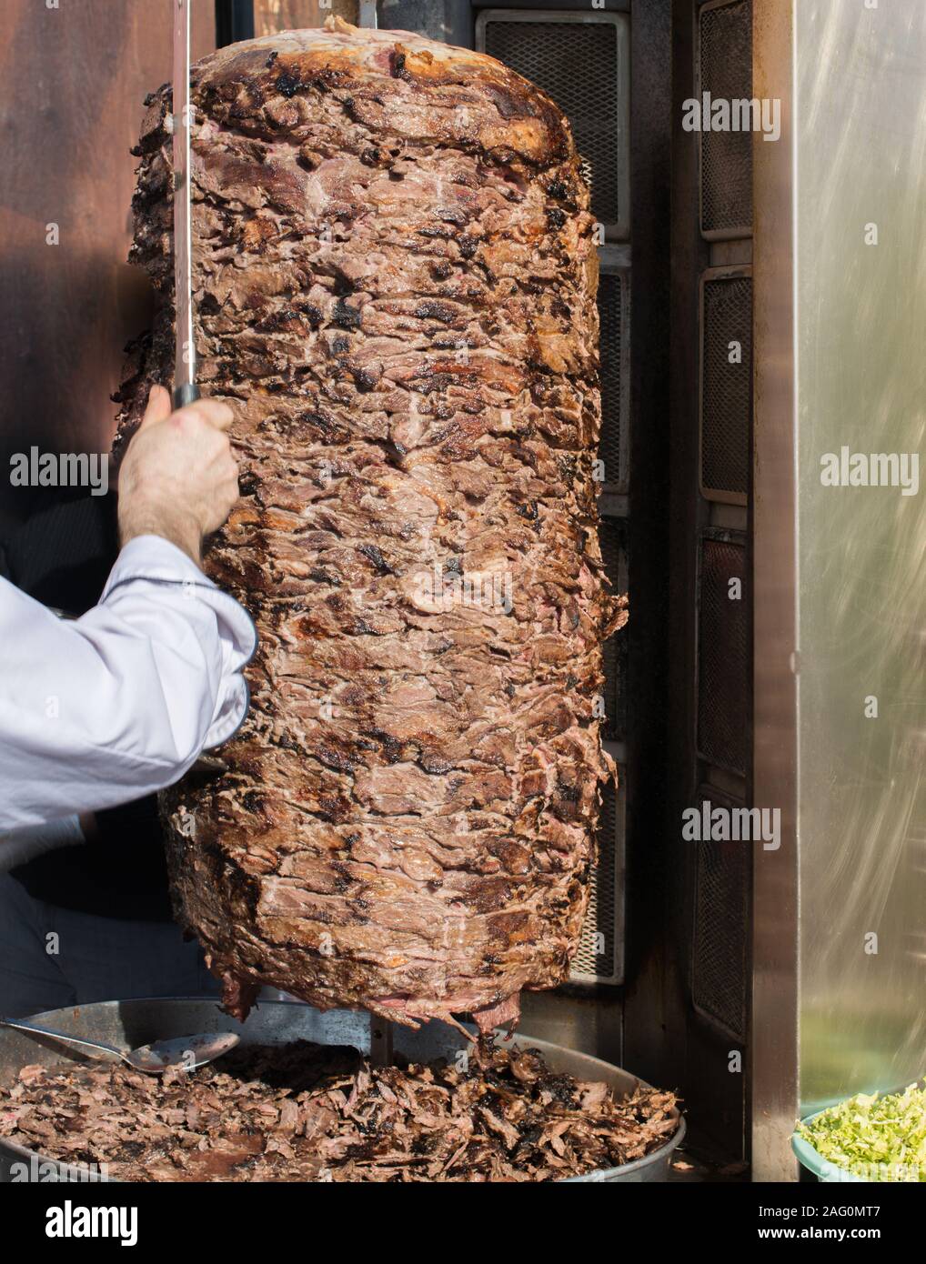 Traditional Turkish Doner Kebab on pole Stock Photo - Alamy