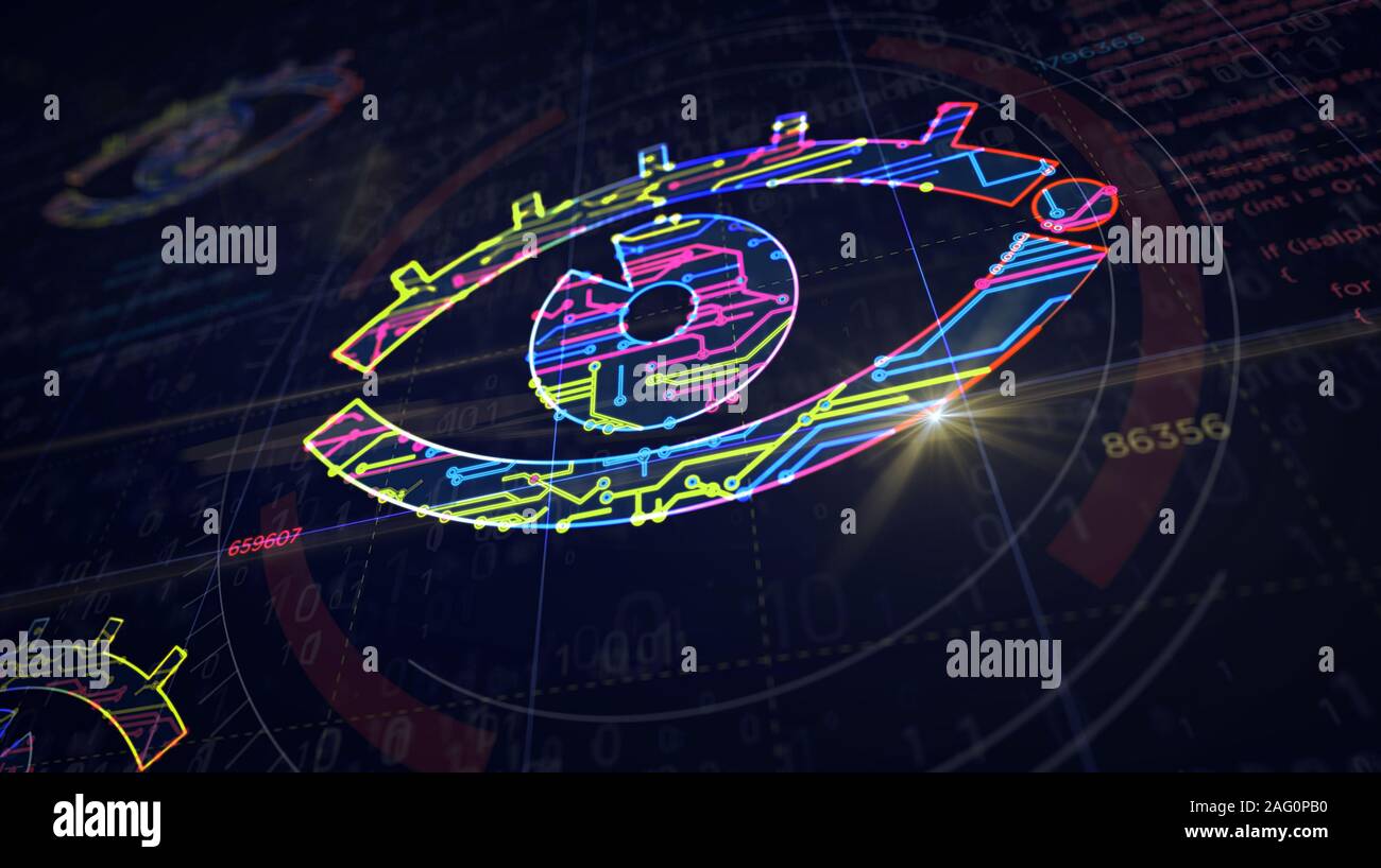 Cyber spying with eye symbol project creating. Abstract concept of ...