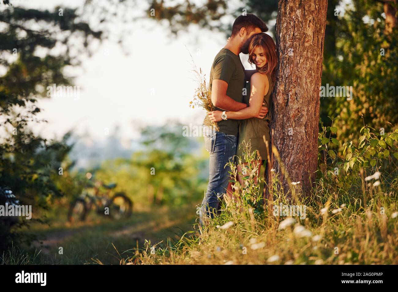 Girl leaning tree caucasian ethnicity hi-res stock photography and ...