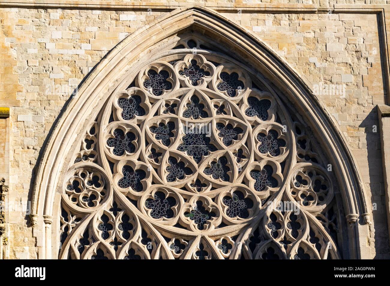 Exterior Detail of the Elaborate West Front Window at Exeter Cathedral ...