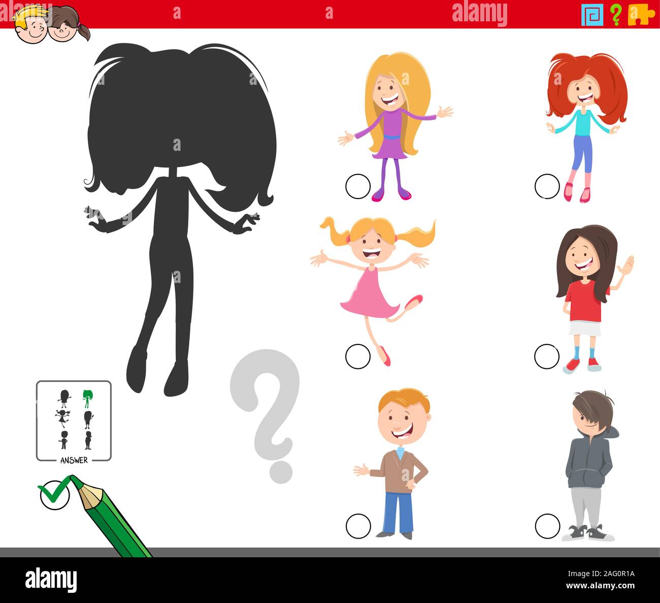 Cartoon Illustration of Finding the Right Shadow Educational Game for ...