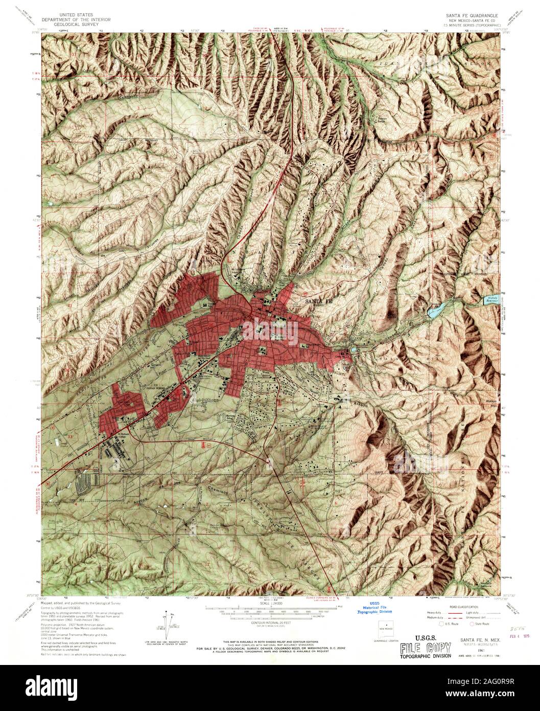 USGS TOPO Map New Mexico NM Santa Fe 192285 1961 24000 Restoration ...