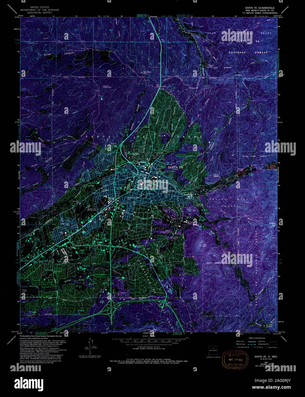 USGS TOPO Map New Mexico NM Santa Fe 194378 1952 24000 Inverted ...